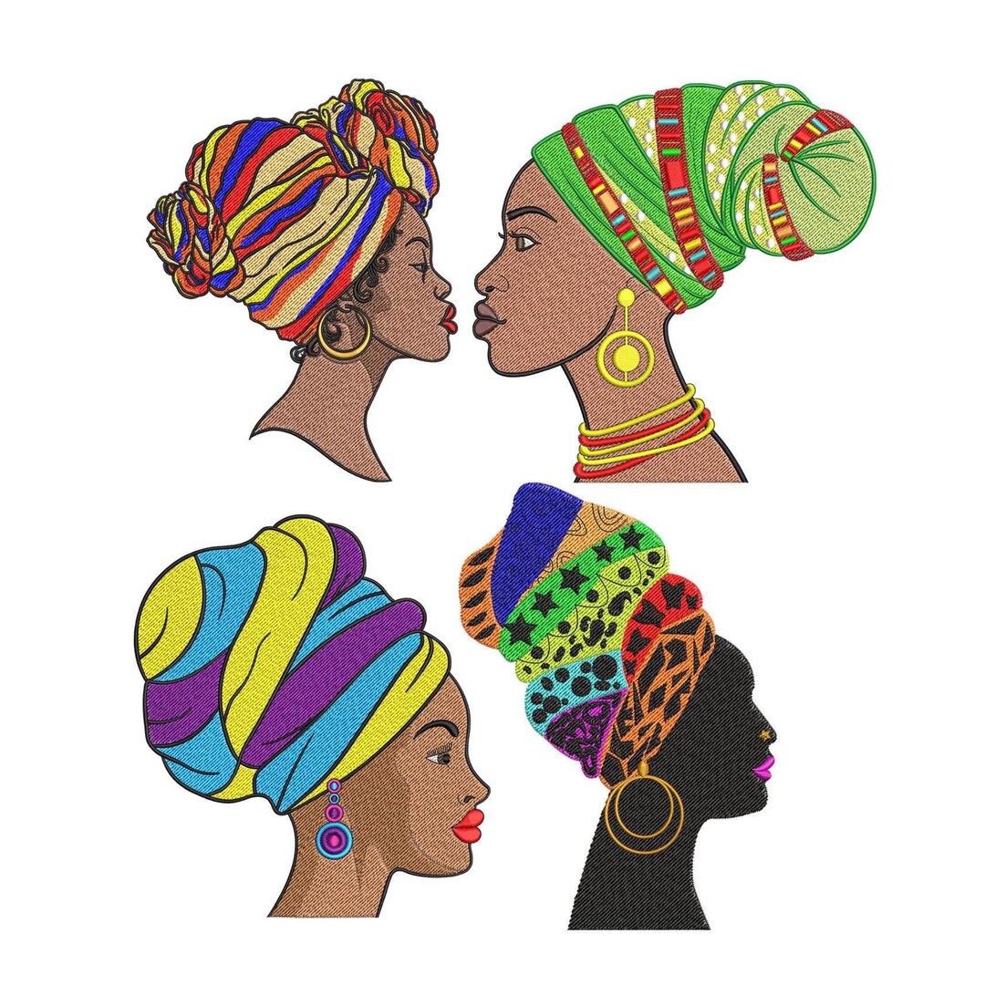 Afro Girl Embroidery Designs Bundle, African Woman Machine Embroidery ...