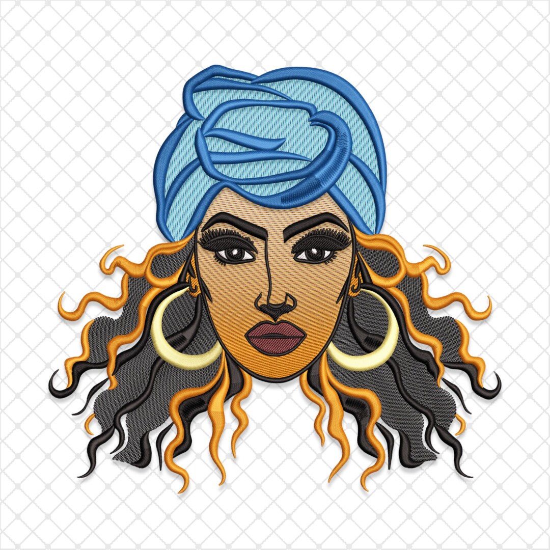 African Girl Faces Embroidery Design, Beautiful African Women ...