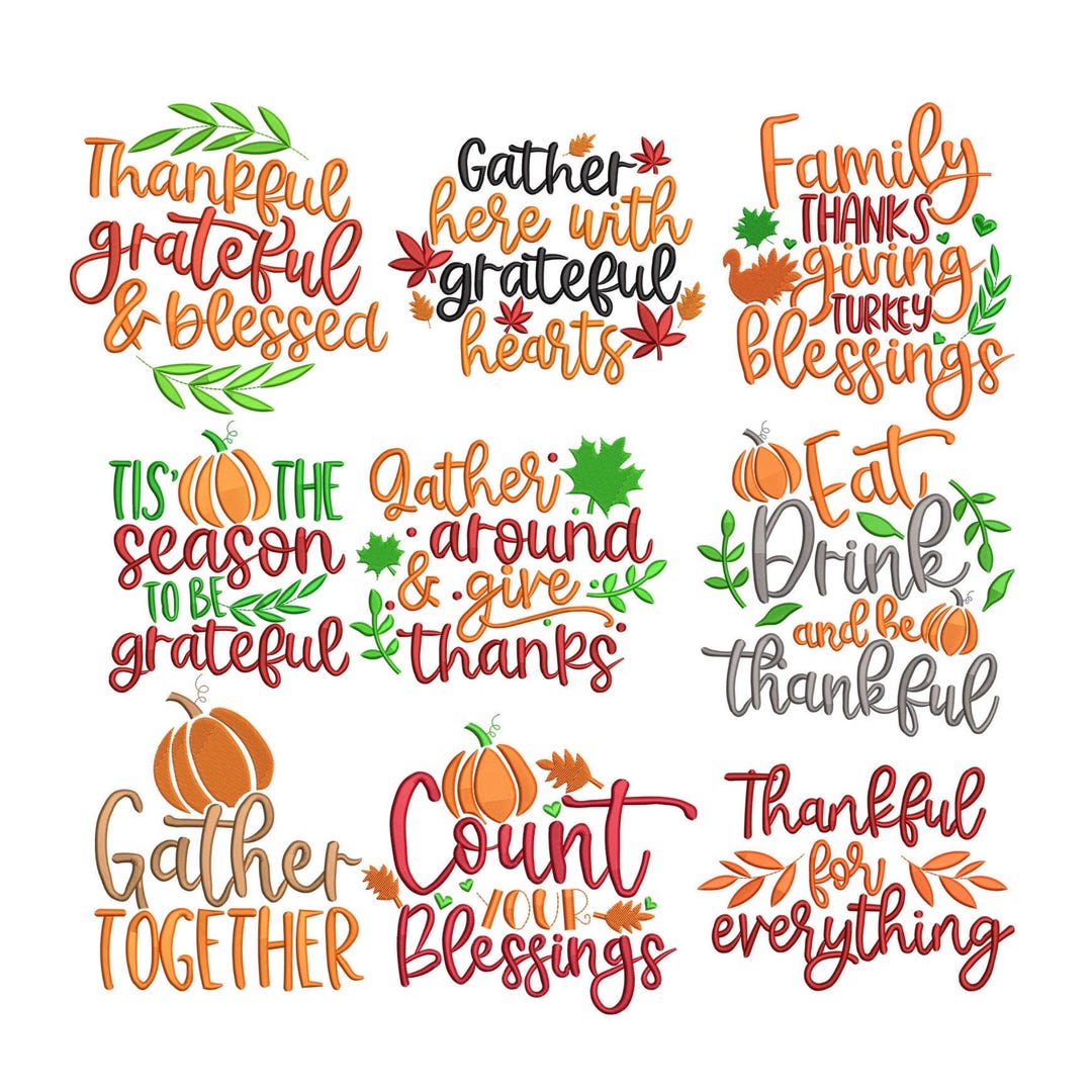 Thanksgiving Embroidery Designs, Thanksgiving Sayings Machine ...