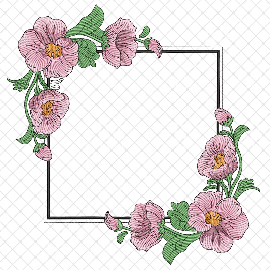 Floral Frame Wreath Embroidery Design, Flower Circle Frame Design ...