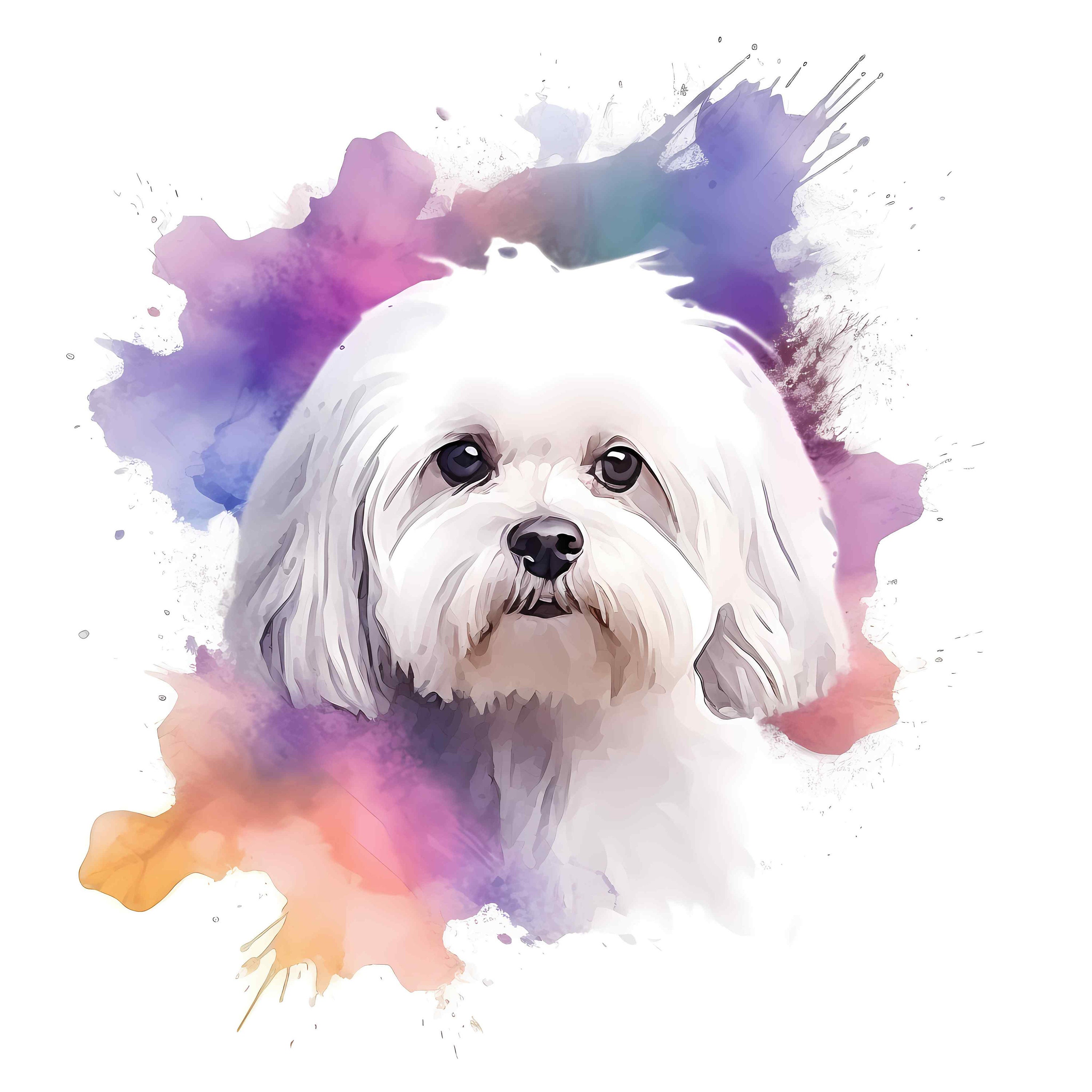 Darling Maltese Dog Clip Art Watercolor Dog Face Clipart - Etsy