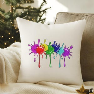 Pastel Paint Splatter Machine Embroidery, Cute Dripping Embroidery ...