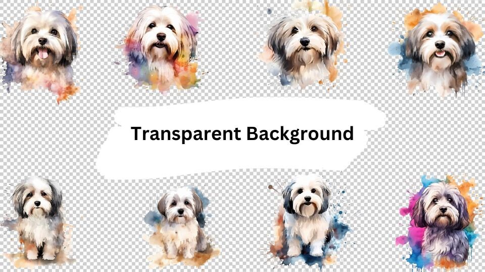 Adorable Havanese Dog Clip Art, Watercolor Dog Clipart, Dog ...