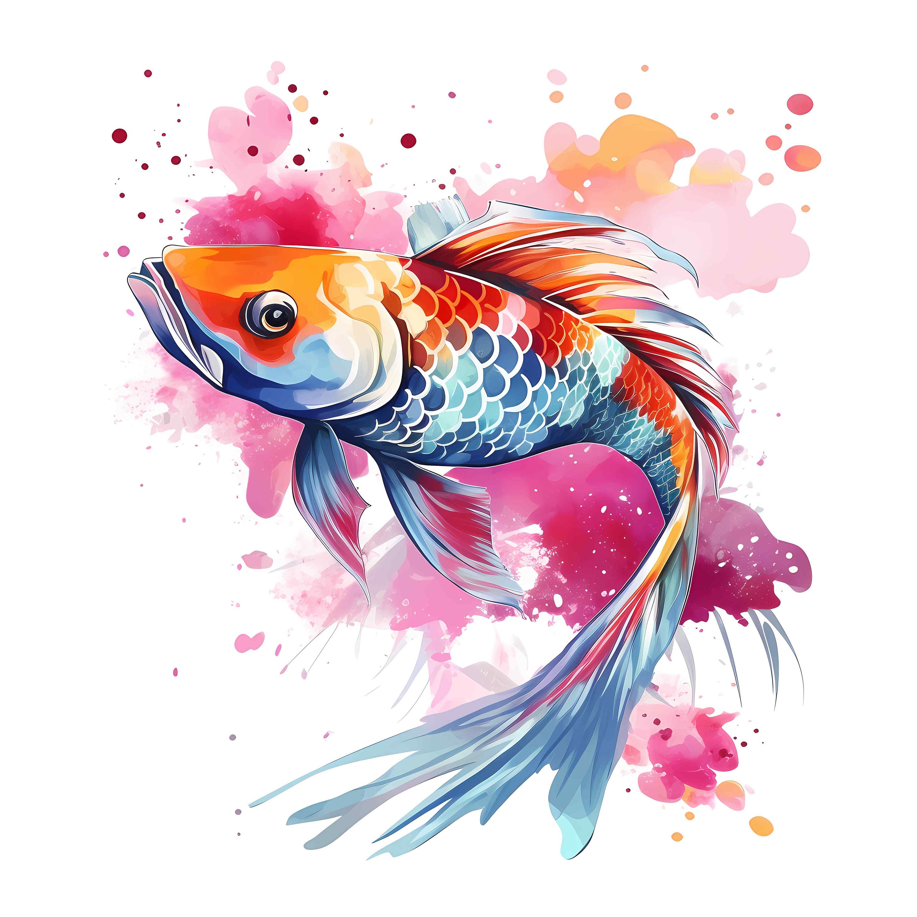 Exquisite Koi Fish Clip Art Watercolor Fish Illustration - Etsy