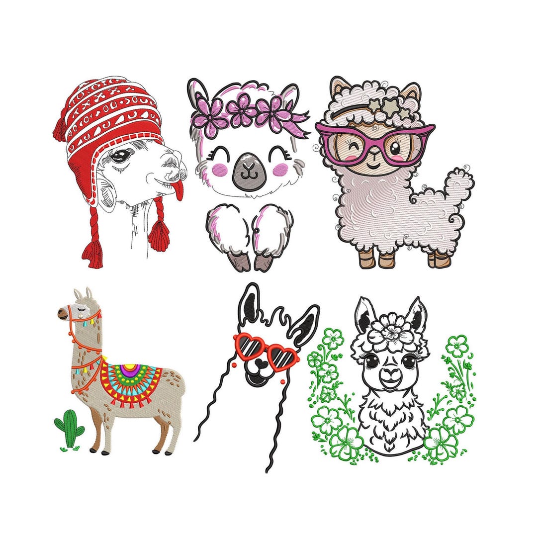 Llama Embroidery Design, Lama Alpaca Machine Embroidery Designs, Animal ...