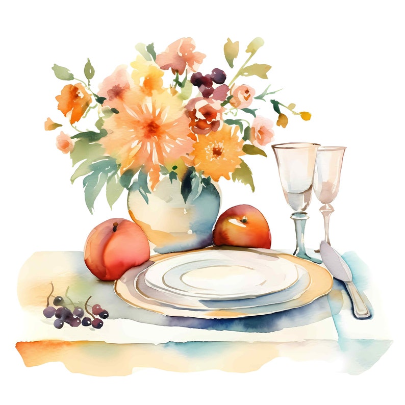 Wedding Table Clipart Watercolor Wedding Table Setting - Etsy