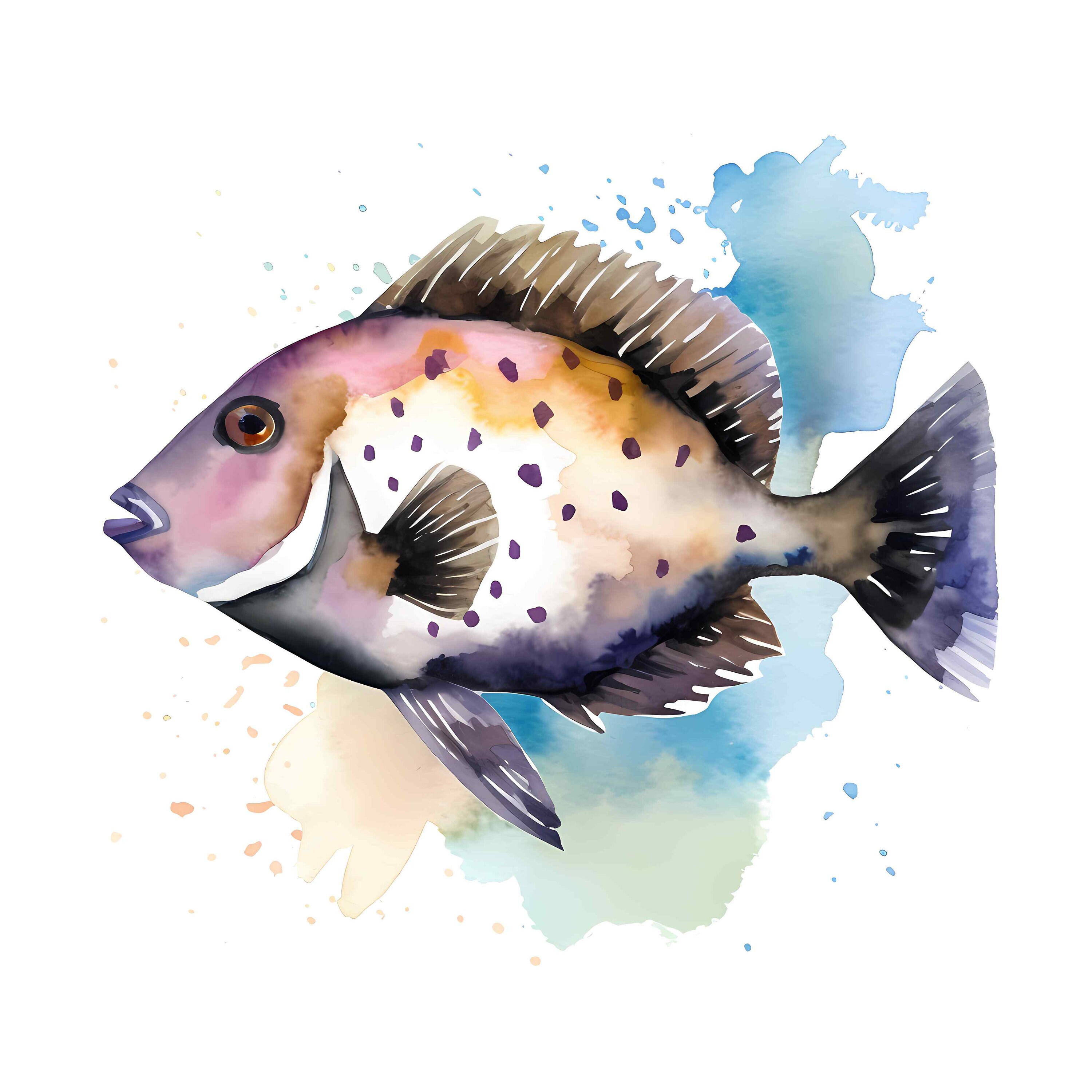 Enchanting Triggerfish Clip Art Watercolor Fish Illustration - Etsy