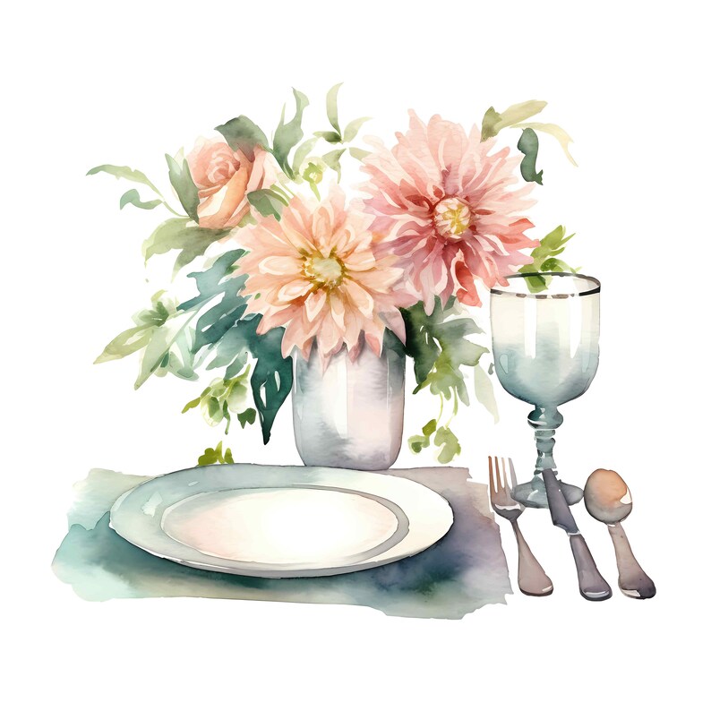 Wedding Table Clipart Watercolor Wedding Table Setting - Etsy