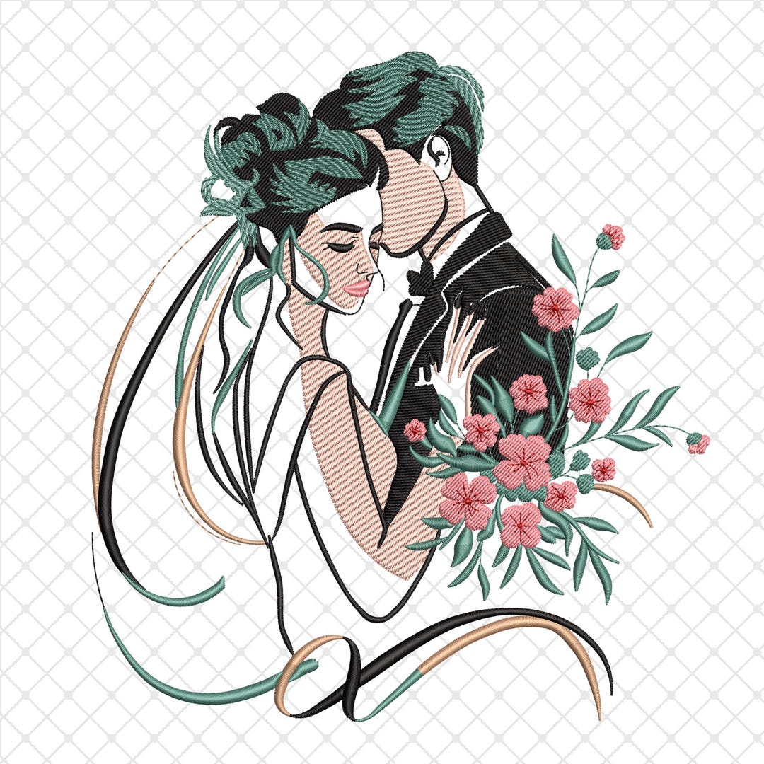 Couple Wedding Machine Embroidery Design, Digital Machine Embroidery ...