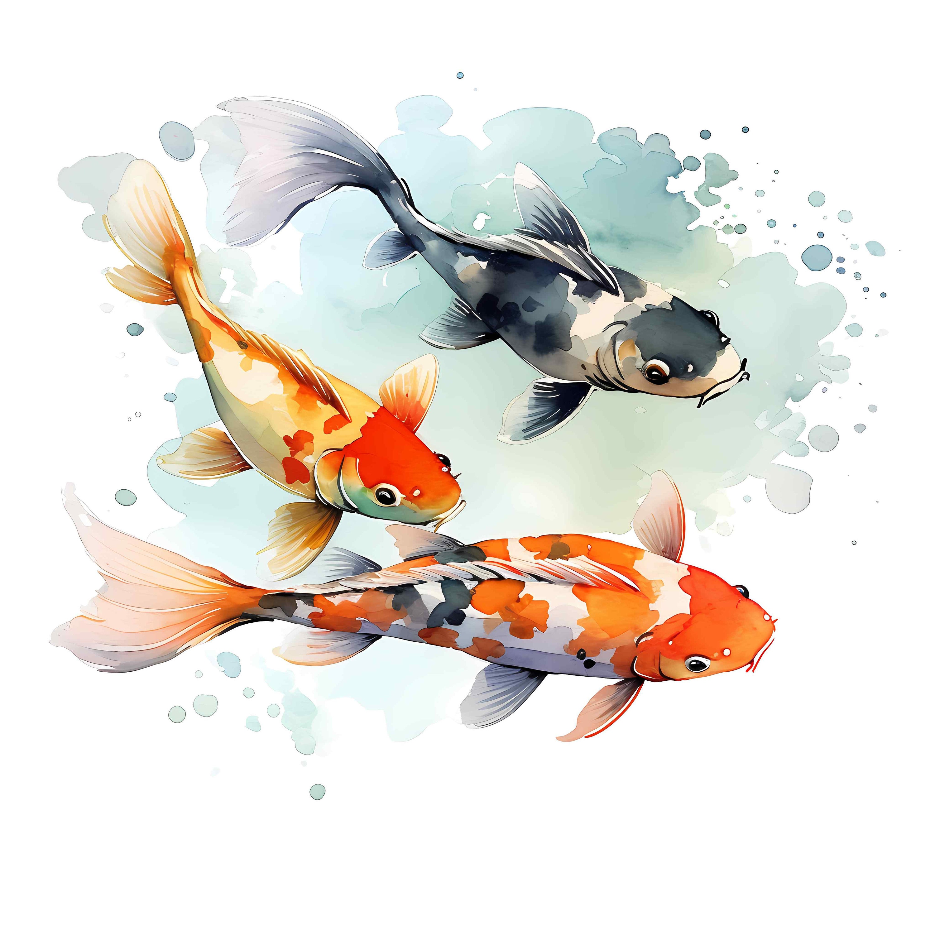 Exquisite Koi Fish Clip Art Watercolor Fish Illustration - Etsy