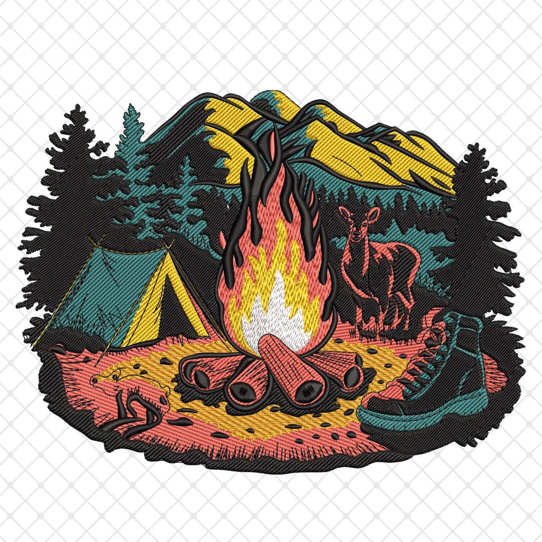 Campfire Embroidery Design, Campfire Machine Embroidery Design ...