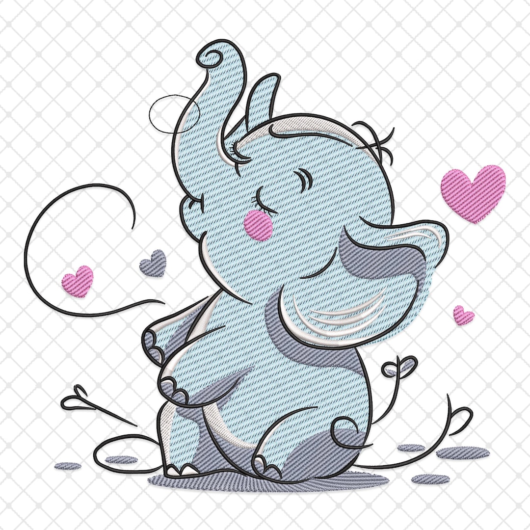 Baby Girl Elephant Embroidery Design, Animal Embroidery Design, Machine ...