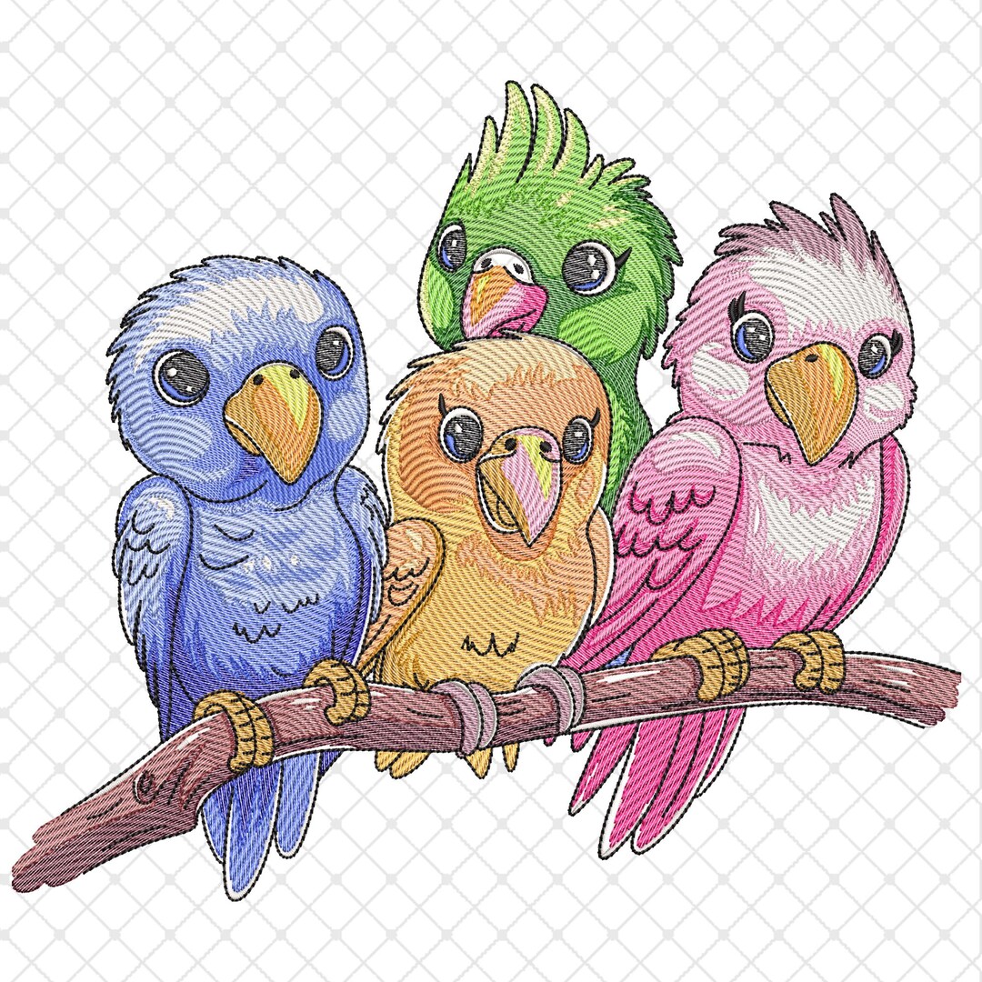 Parrot Embroidery Design, Bird Machine Embroidery File, Colorful Flying ...