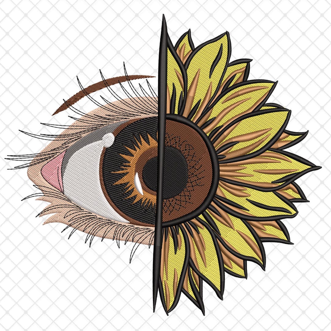 Sunflower Eye Embroidery Design, Sunflower Machine Embroidery File ...