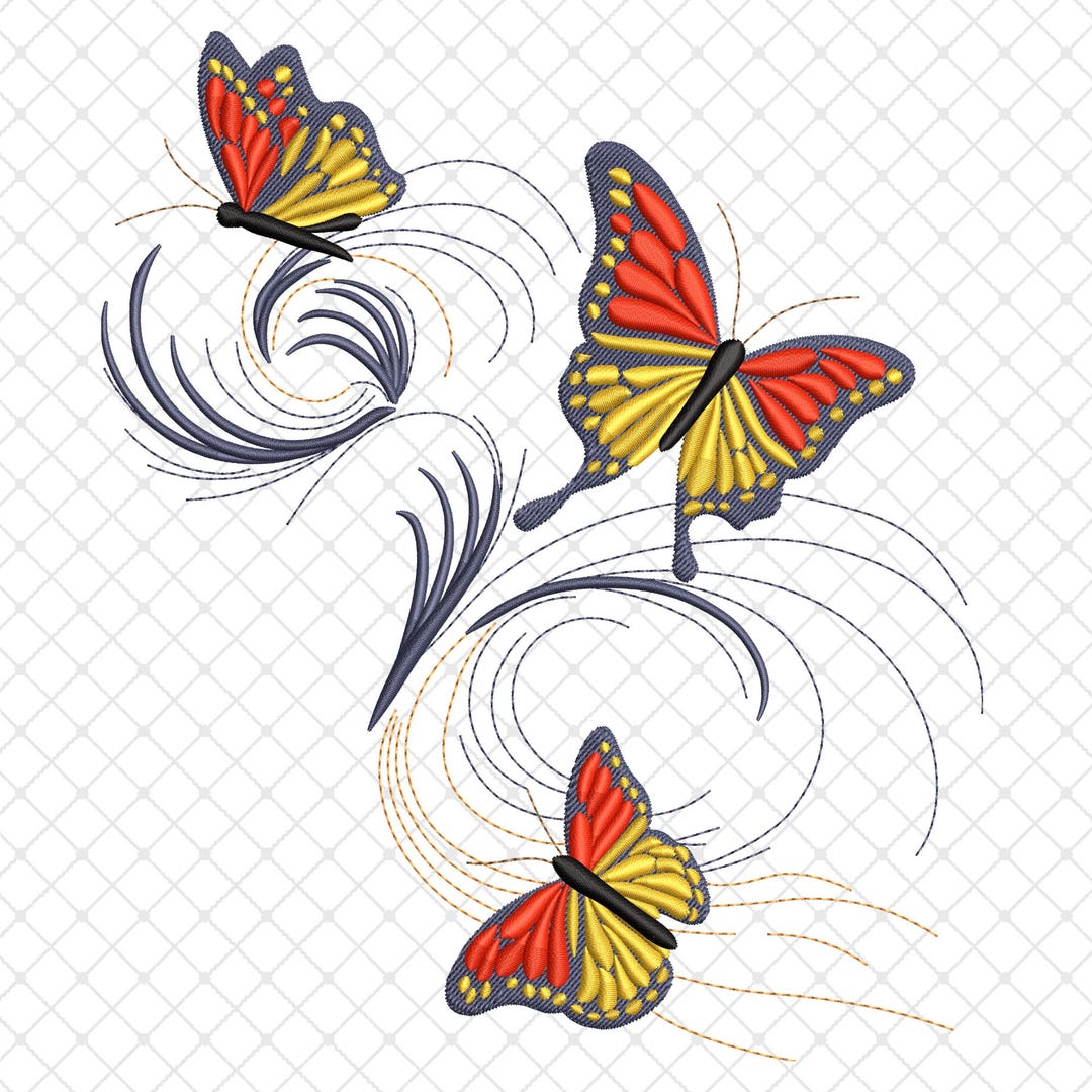 Flying Butterflies Embroidery Design, Machine Embroidery Design ...