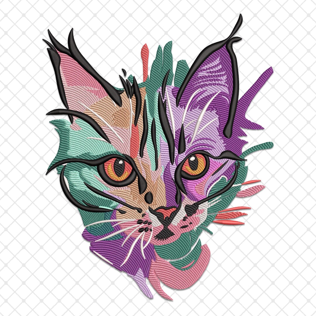 Cat Machine Embroidery Design, Cat Machine Embroidery Files, Leaf Cat ...