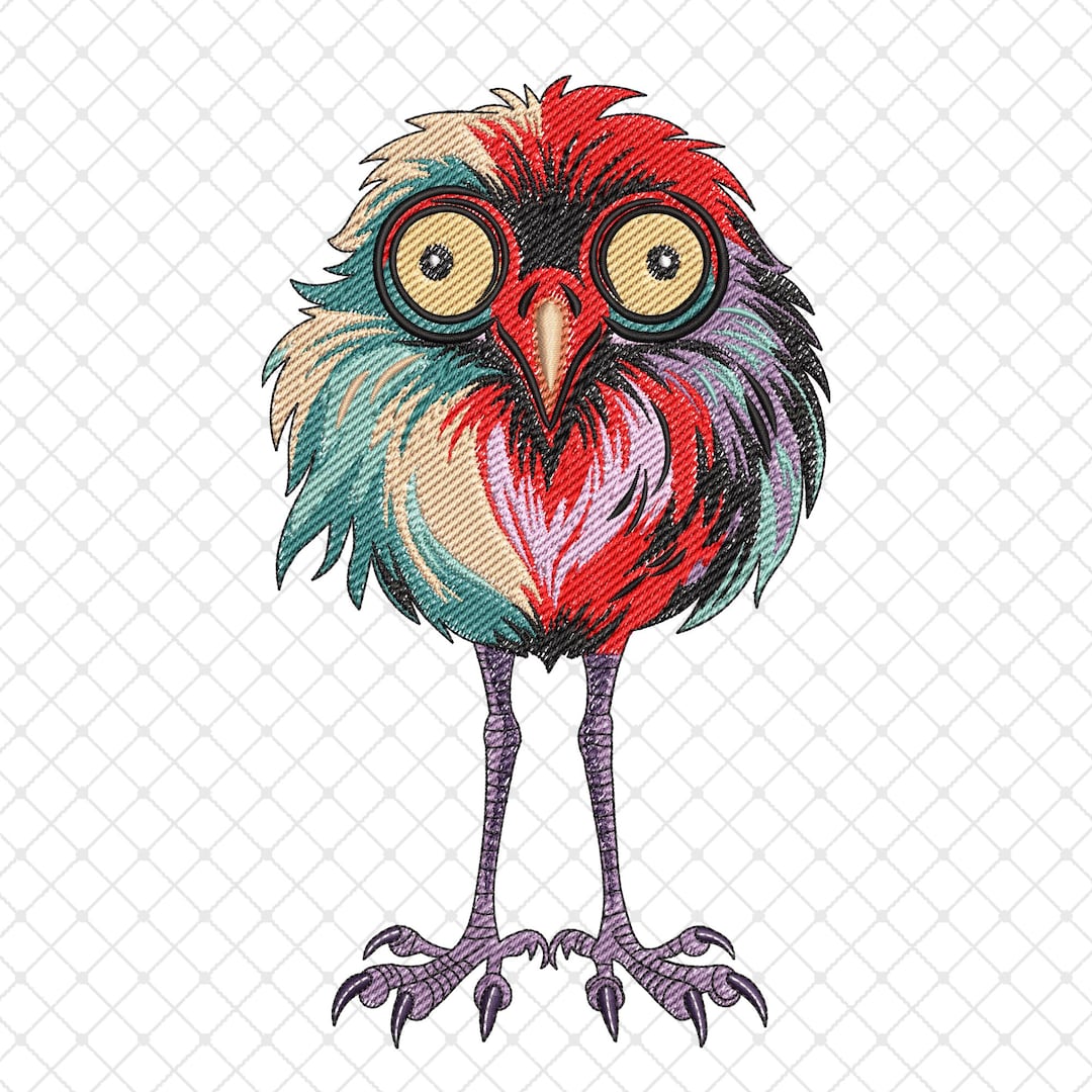 Bird Embroidery Design, Cute Bird Machine Embroidery File, Crazy Silly ...