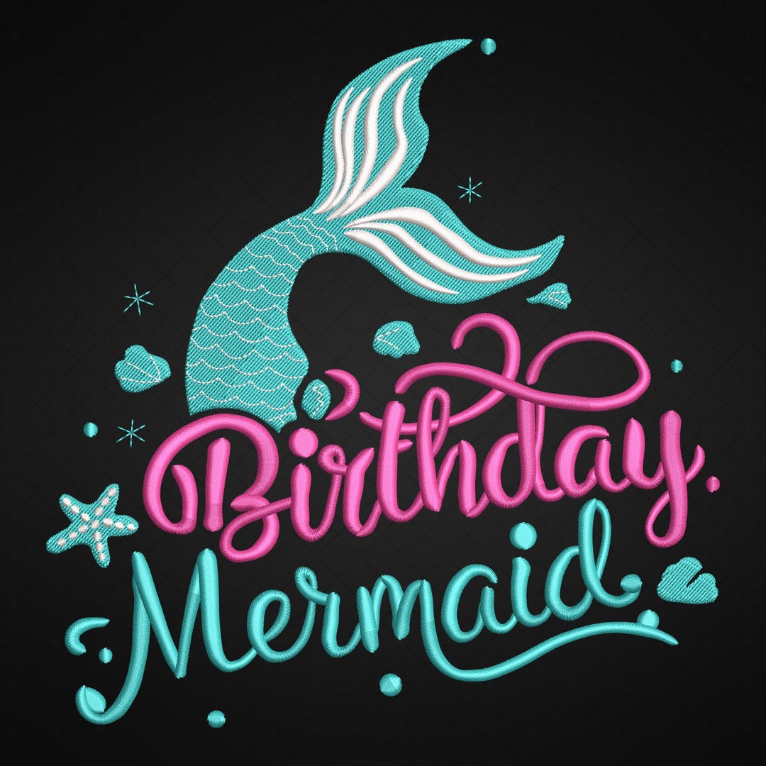 Mermaid Machine Embroidery Design, Mermaid Embroidery Files, Seashell ...
