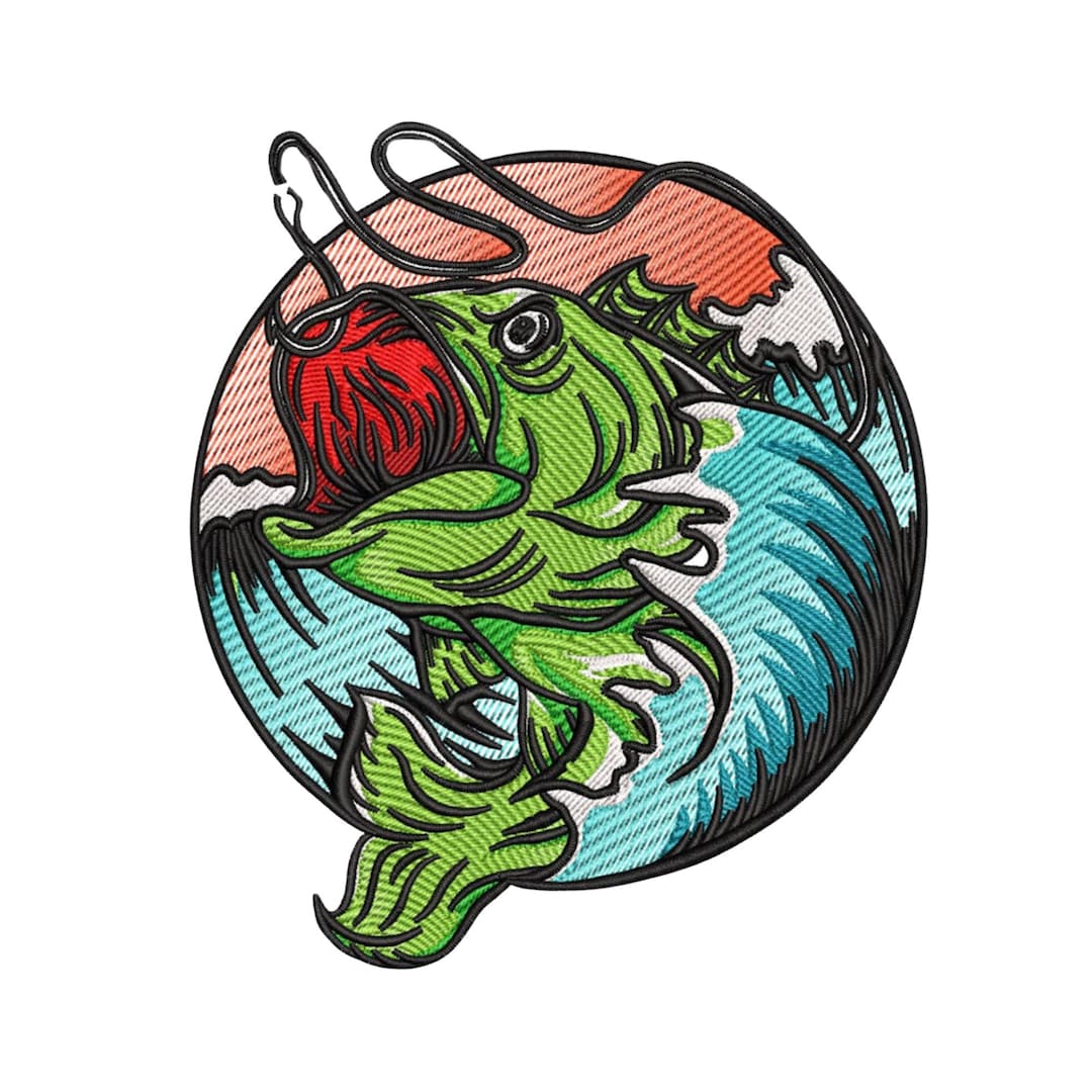Fishing Embroidery Design, Large Machine Embroidery Design, Fishing ...