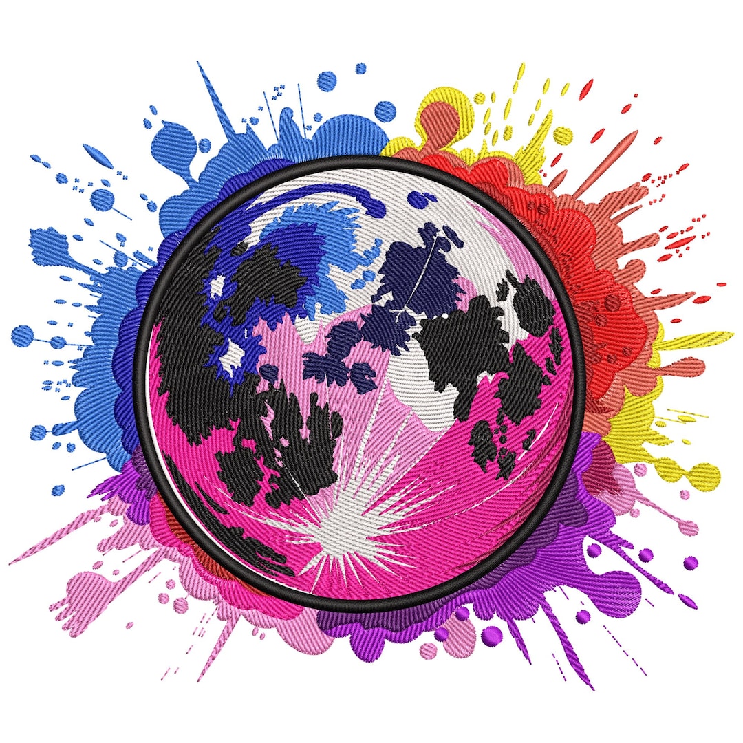 Colorful Earth Splash Embroidery Design, Paint Splatter Embroidery File ...