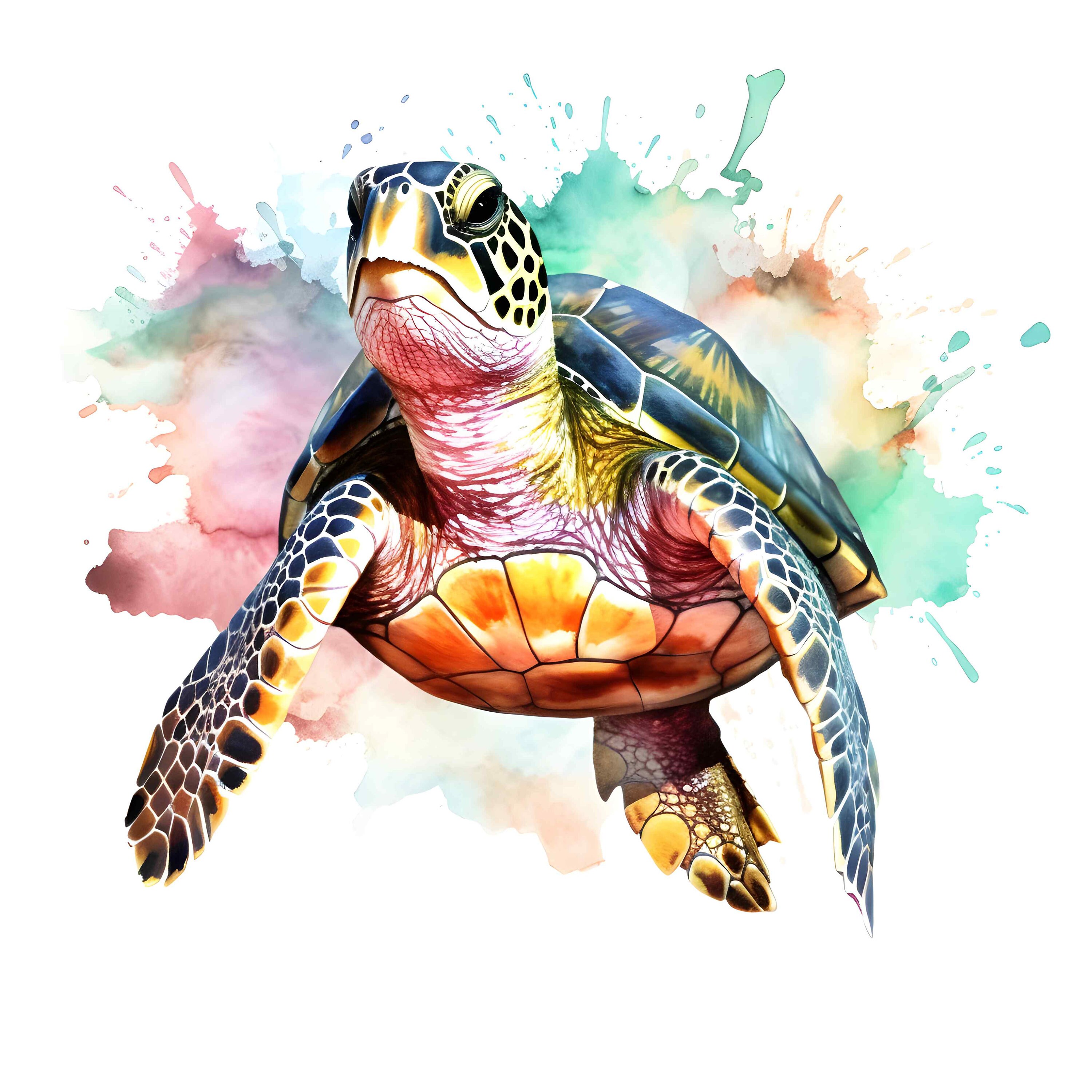 Turtle Clipart Watercolour Cute Turtle in Deep Water Clipart - Etsy