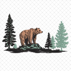 Bear Line Art Embroidery Design, Minimalist Bear Machine Embroidery ...
