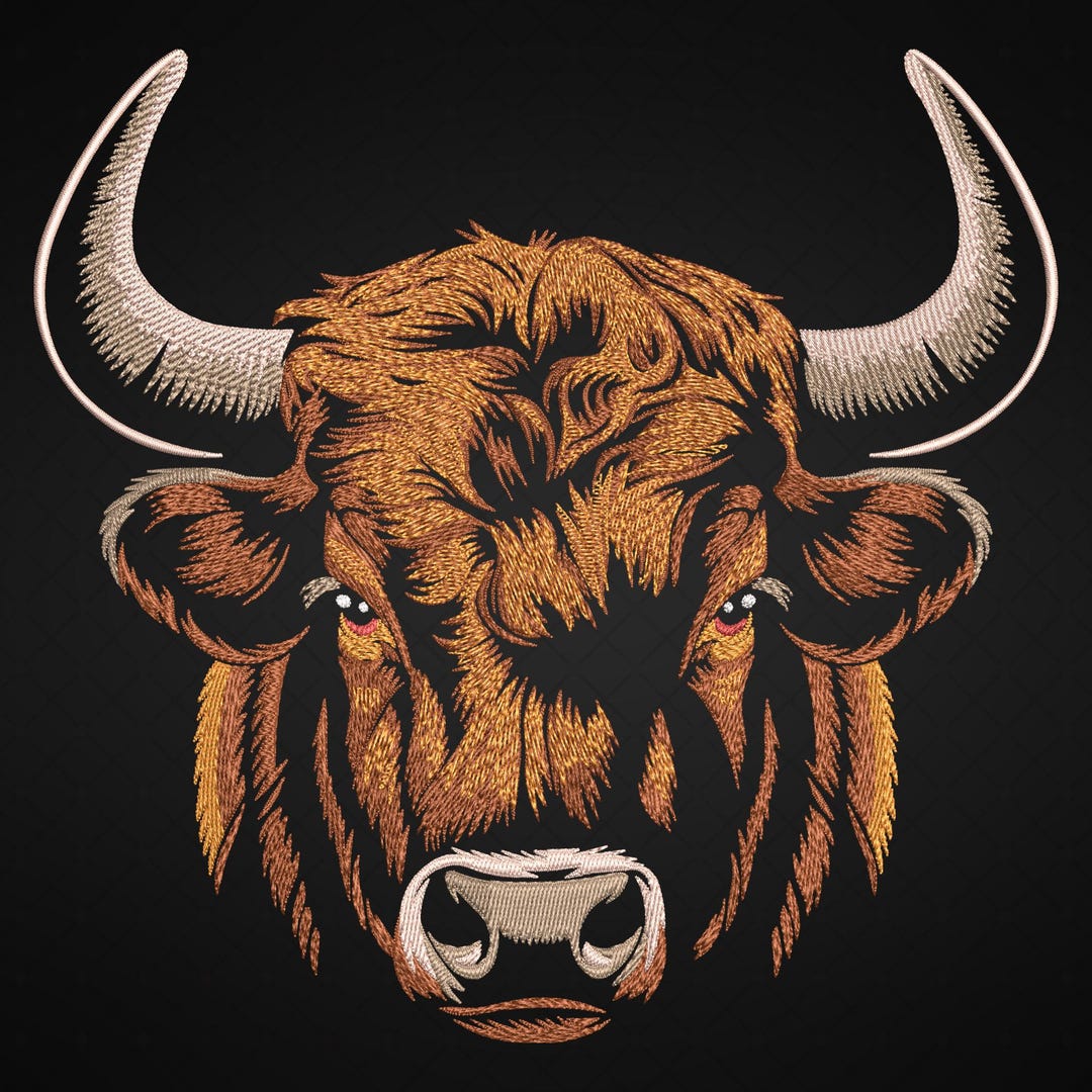 Bull Head Embroidery Design, Animal Machine Embroidery File, Cowboy Hat ...