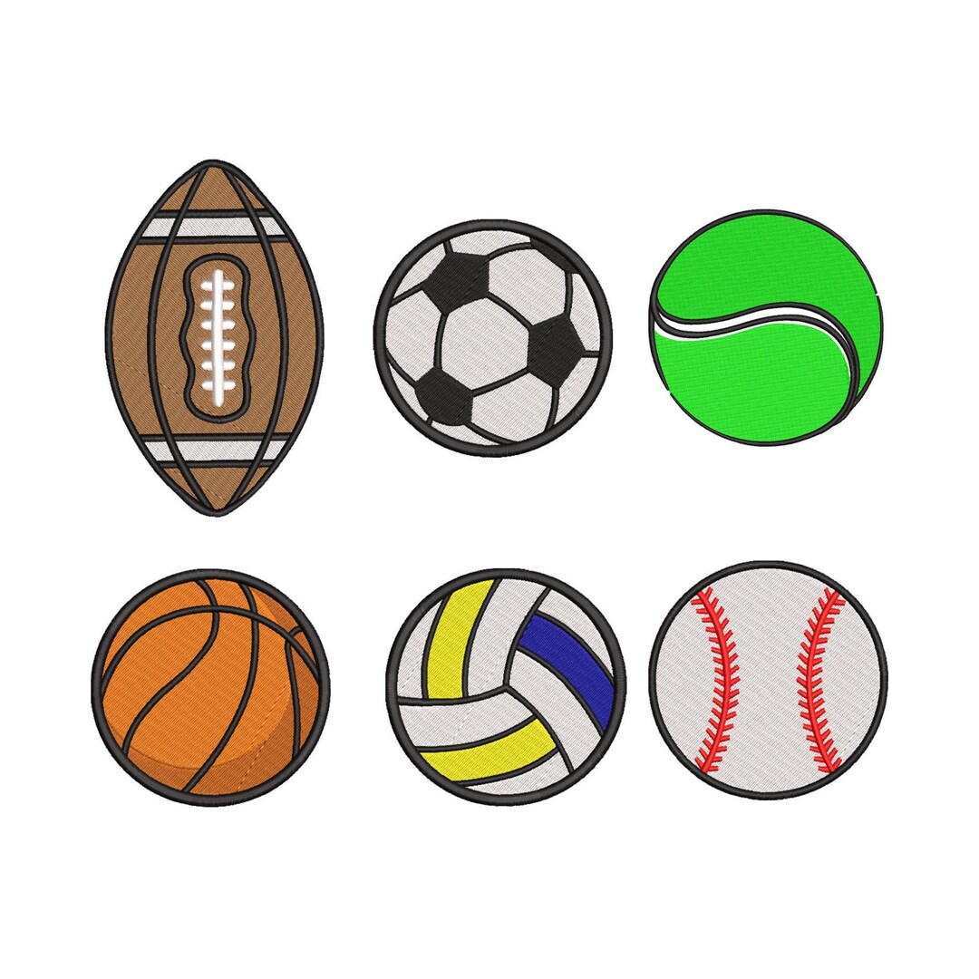 Sports Ball Embroidery Design, Baseball Machine Embroidery, Football ...
