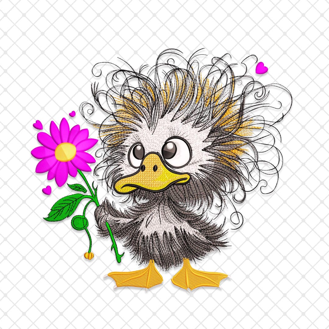 Duckling Flower Embroidery Design, Duckling Machine Embroidery File ...
