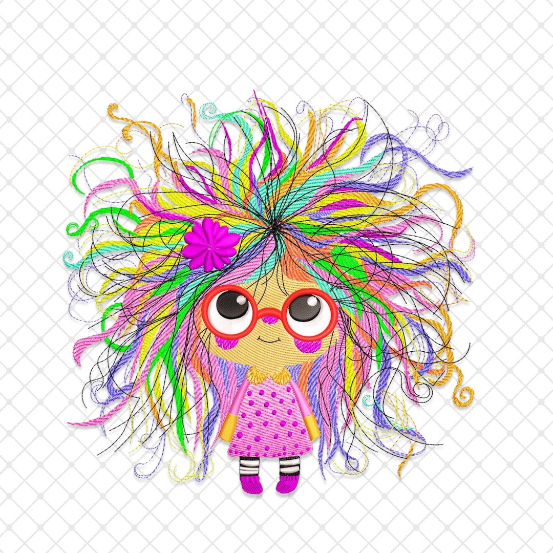 Little Girl With Frazzled Hair Embroidery Designs Girl Embroidery ...