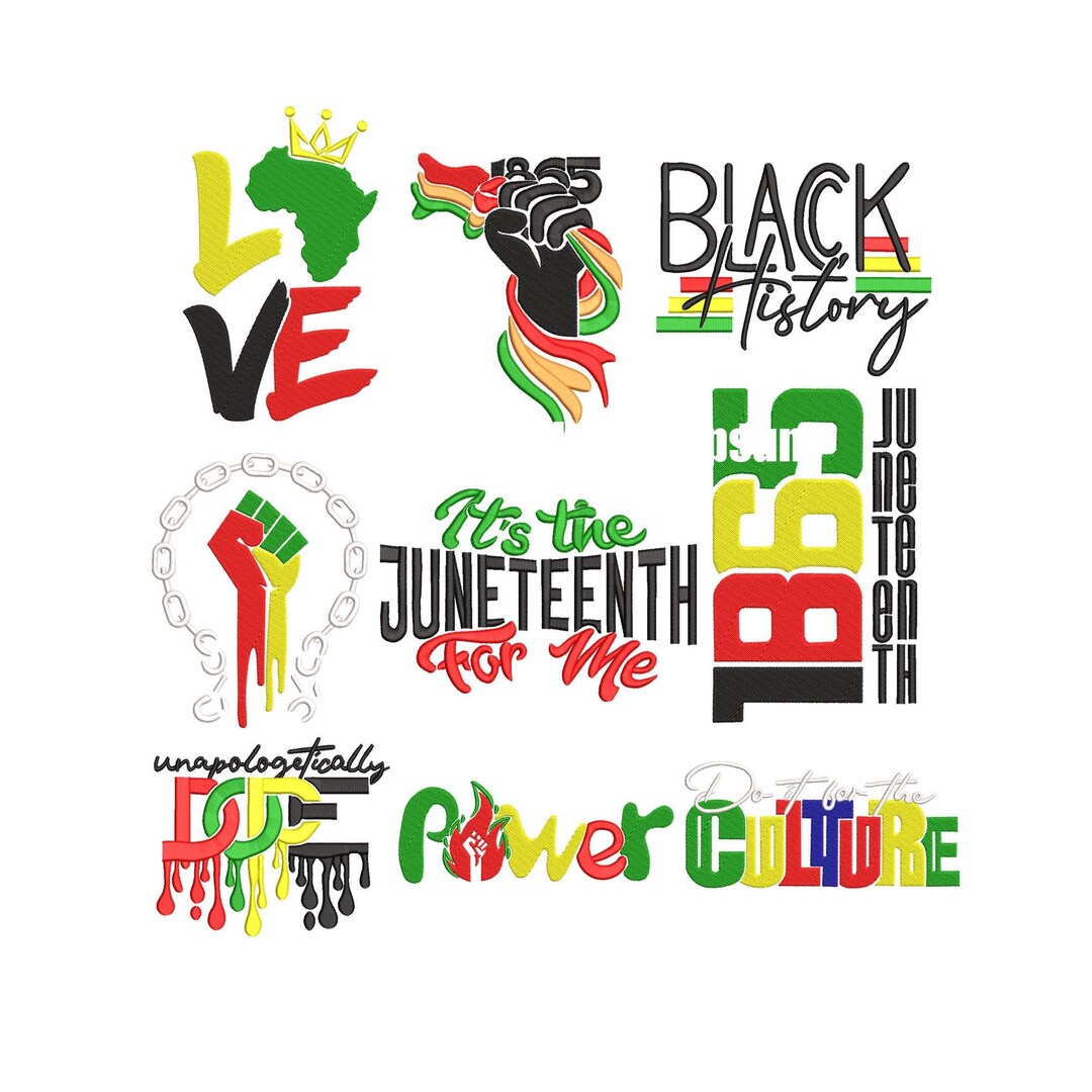 Juneteenth 1865 Embroidery Design, Black History Embroidery File, Black ...