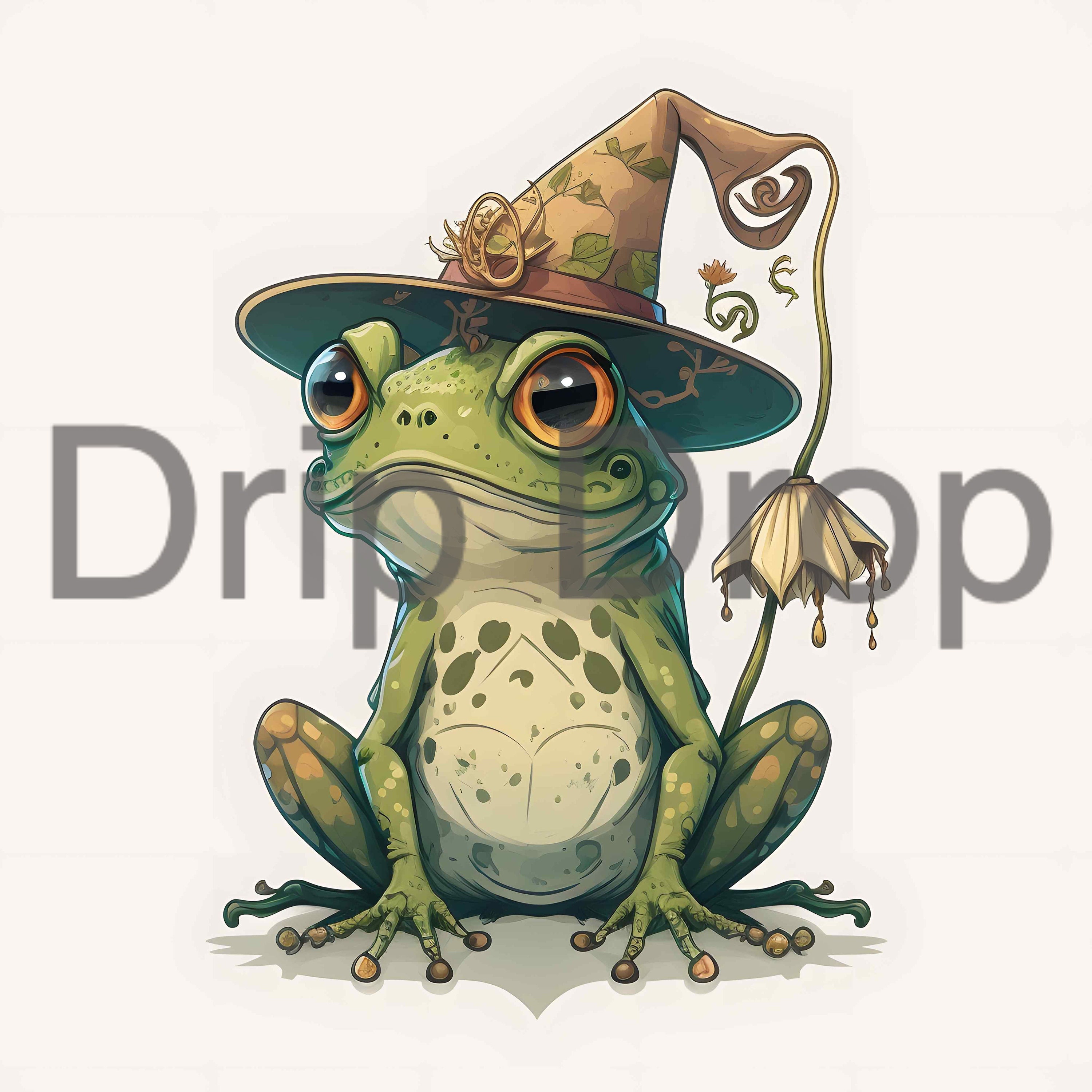 Cute Frog Wearing Witch Hat Clipart 13 Jpgs, Halloween Animal Clipart ...