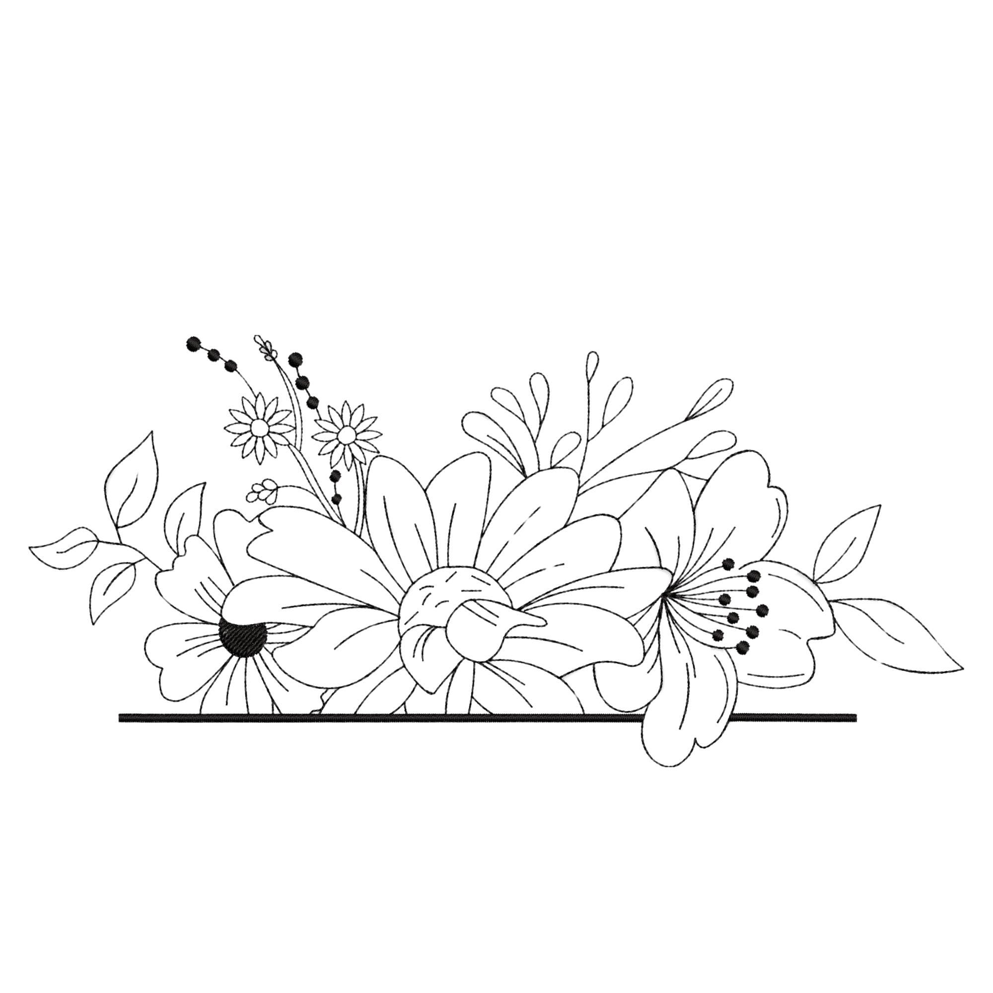 Floral Border Embroidery Design, Flower Frame Machine Embroidery ...