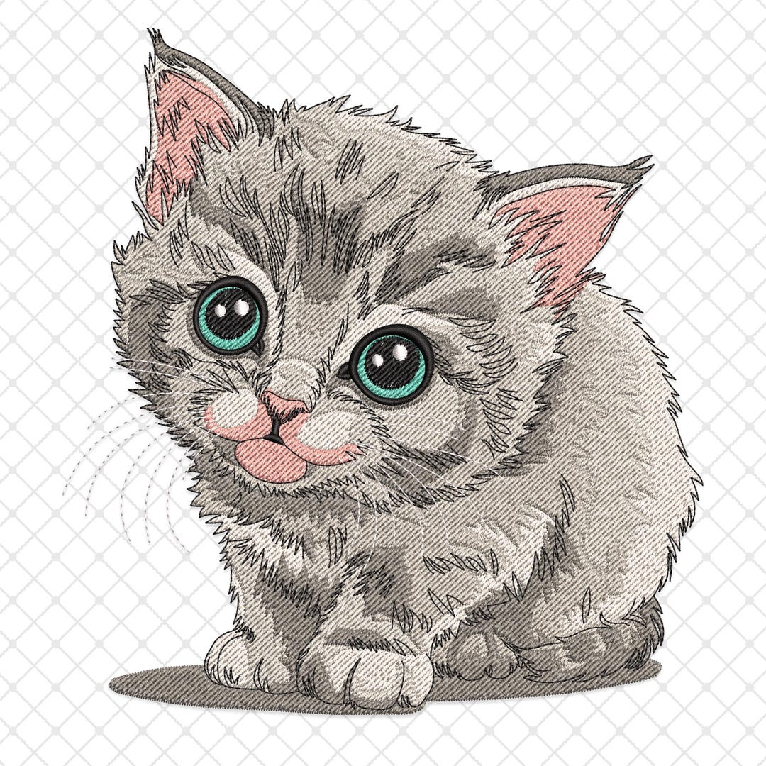 Cat Embroidery Design, Cute Cat Embroidery Design, Kitten Cat ...