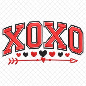 XOXO Valentine Embroidery Design, XOXO Machine Embroidery, Valentine's ...