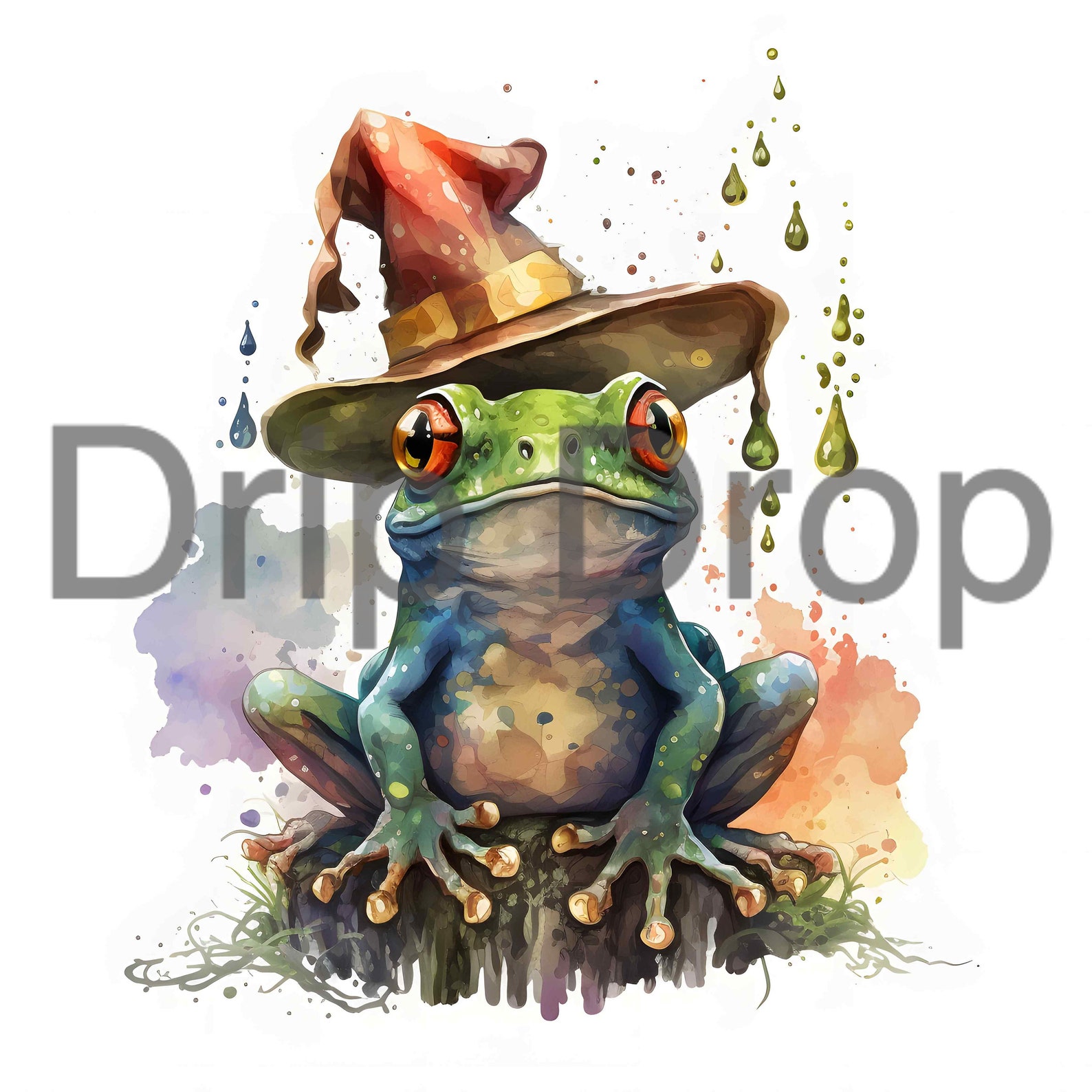 Cute Frog Wearing Witch Hat Clipart 13 Jpgs, Halloween Animal Clipart, Digital Planner, Paper ...