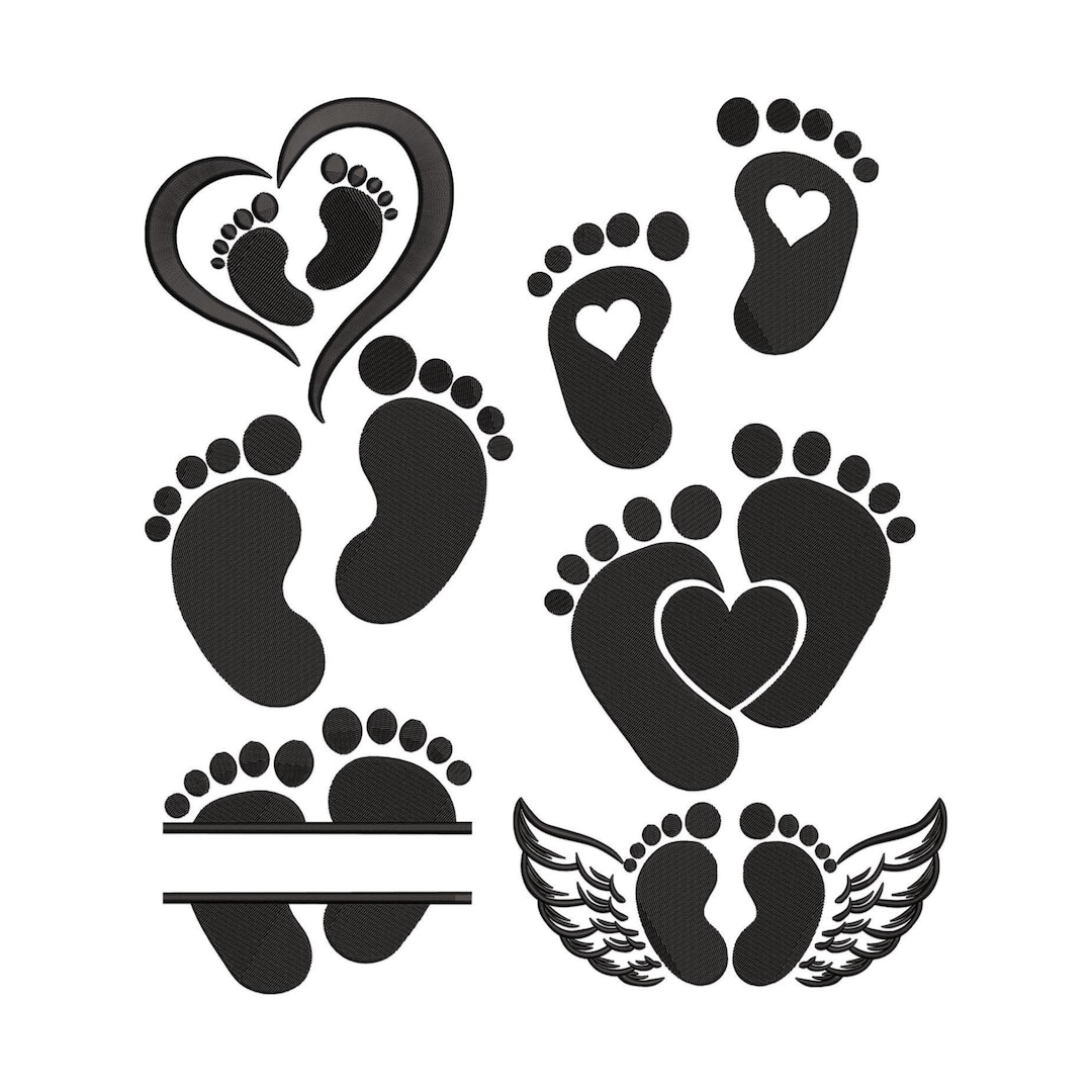 Baby Feet Embroidery Design Bundle. Newborn Baby Footprint Machine ...