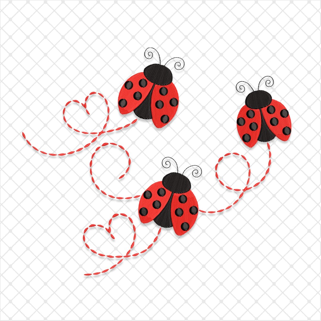 Ladybug Embroidery Design, Adorable Bug Embroidery Design, Ladybird ...