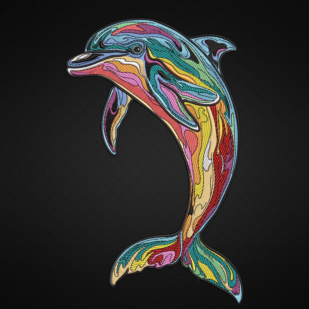 Dolphin Machine Embroidery Design, Ocean Dolphin Embroidery Pattern ...