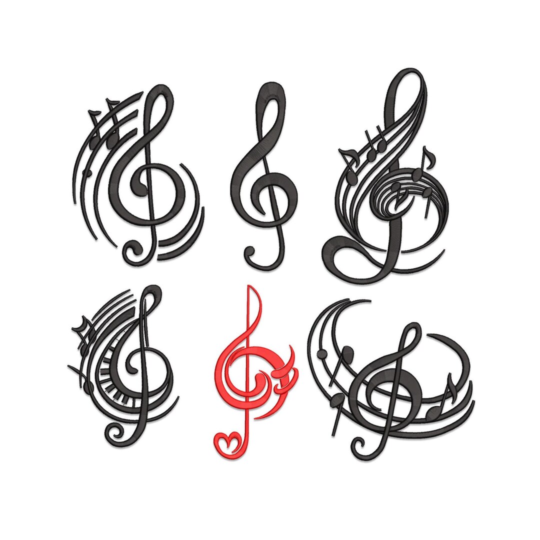 Music Notes Embroidery Design, Clef Music Machine Embroidery Design ...
