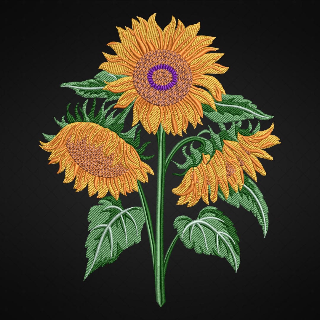 Sunflower Machine Embroidery Design, Sunflower Machine Embroidery File ...