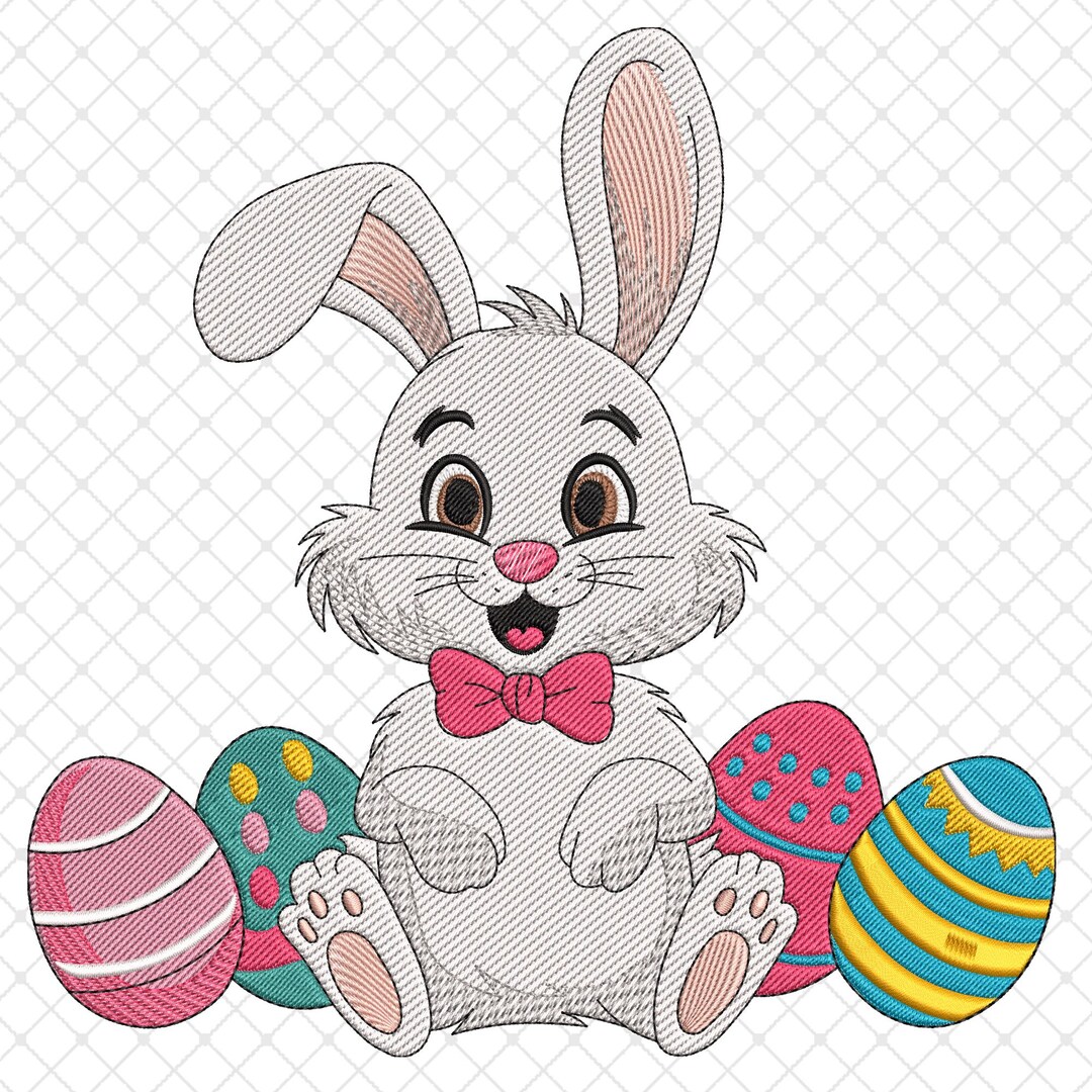 Bunny With Easter Egg Machine Embroidery, Easter Bunny Embroidery ...