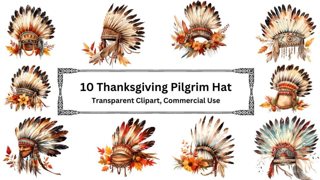 Pilgrim Symbols Hat Clip Art Watercolor Thanksgiving Symbols - Etsy