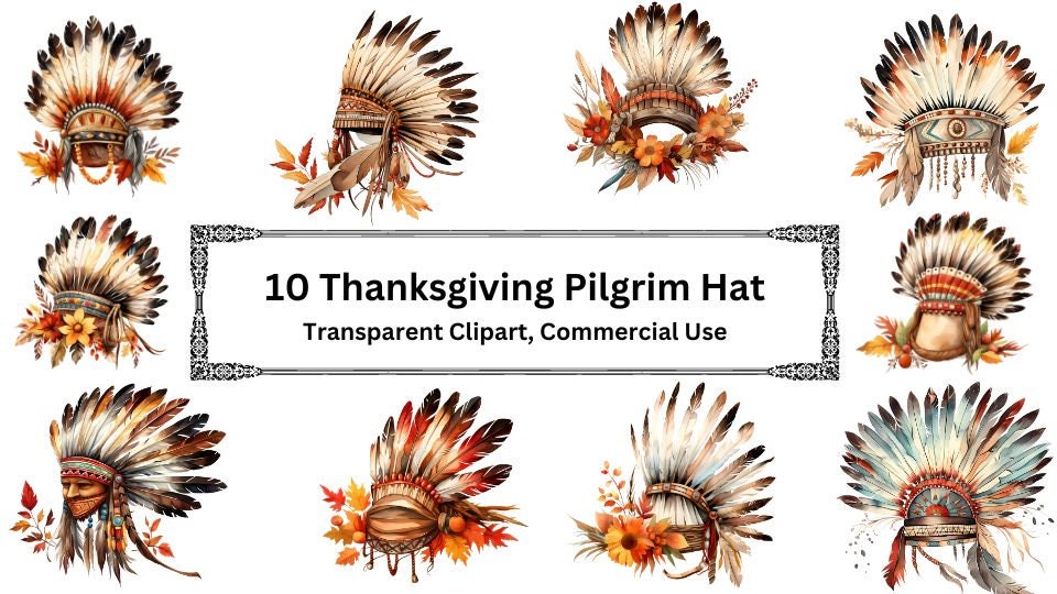 Pilgrim Symbols Hat Clip Art Watercolor Thanksgiving Symbols - Etsy