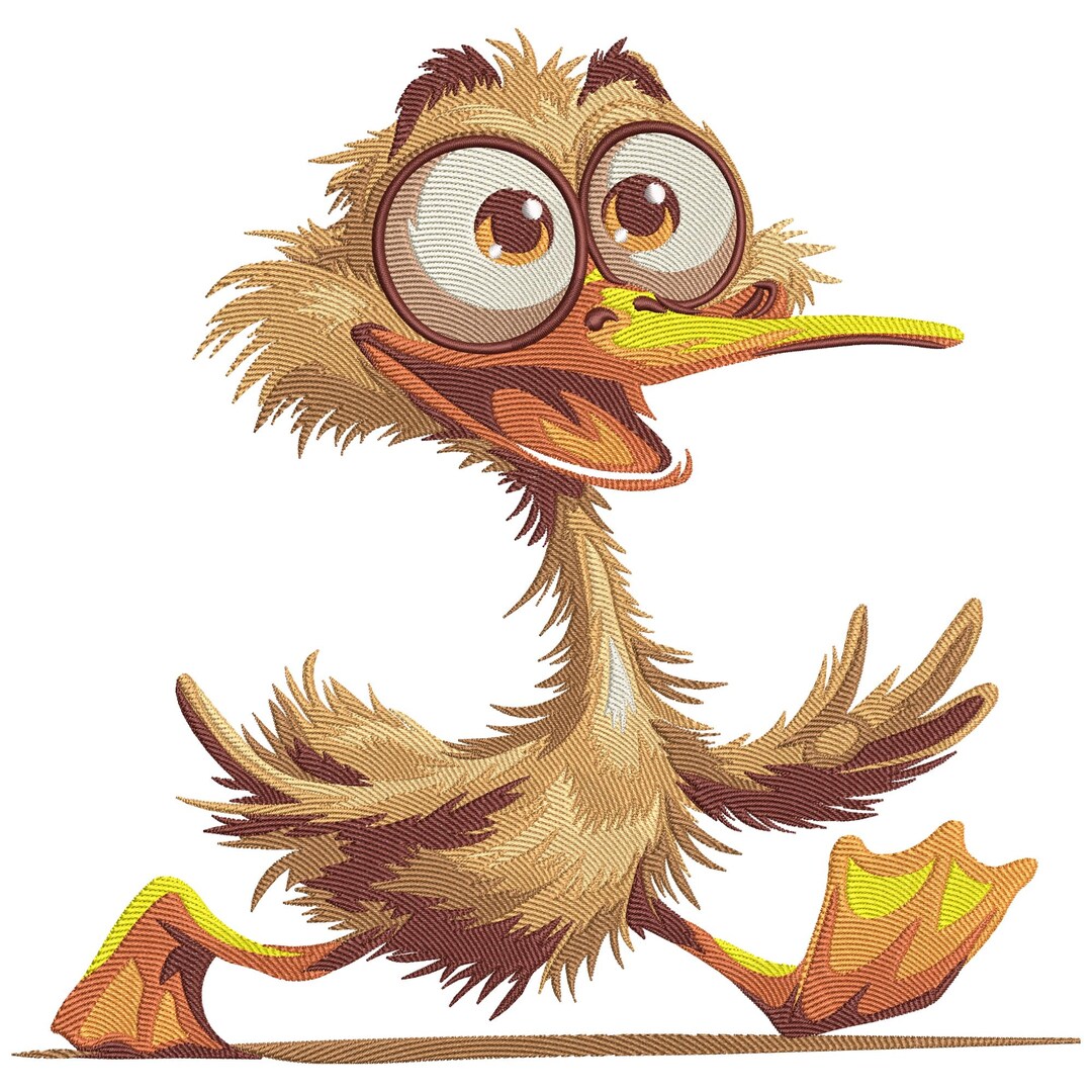 Happy Running Duck Embroidery Design, Animal Embroidery Design, Machine ...