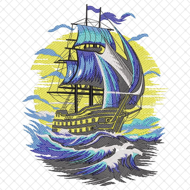Ship Embroidery - Etsy