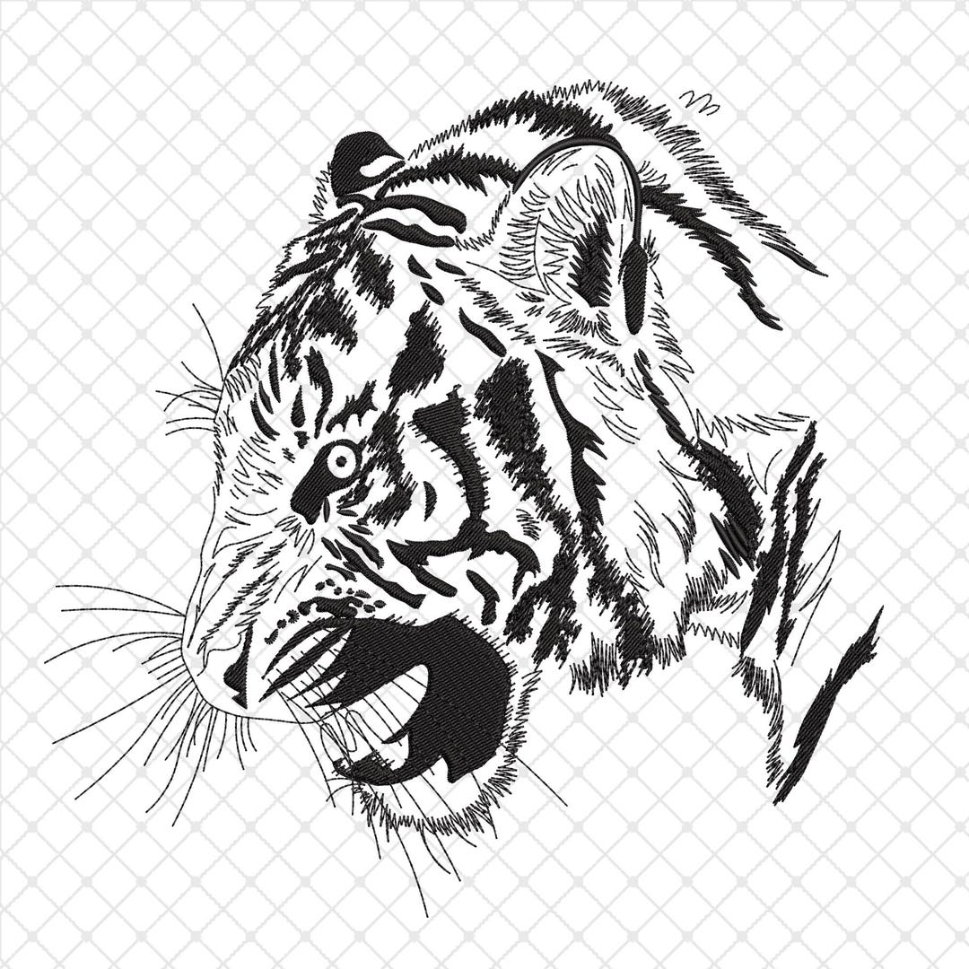 Head of Tiger Embroidery Design, Tiger Head Patterns Design, Mini Tiger ...