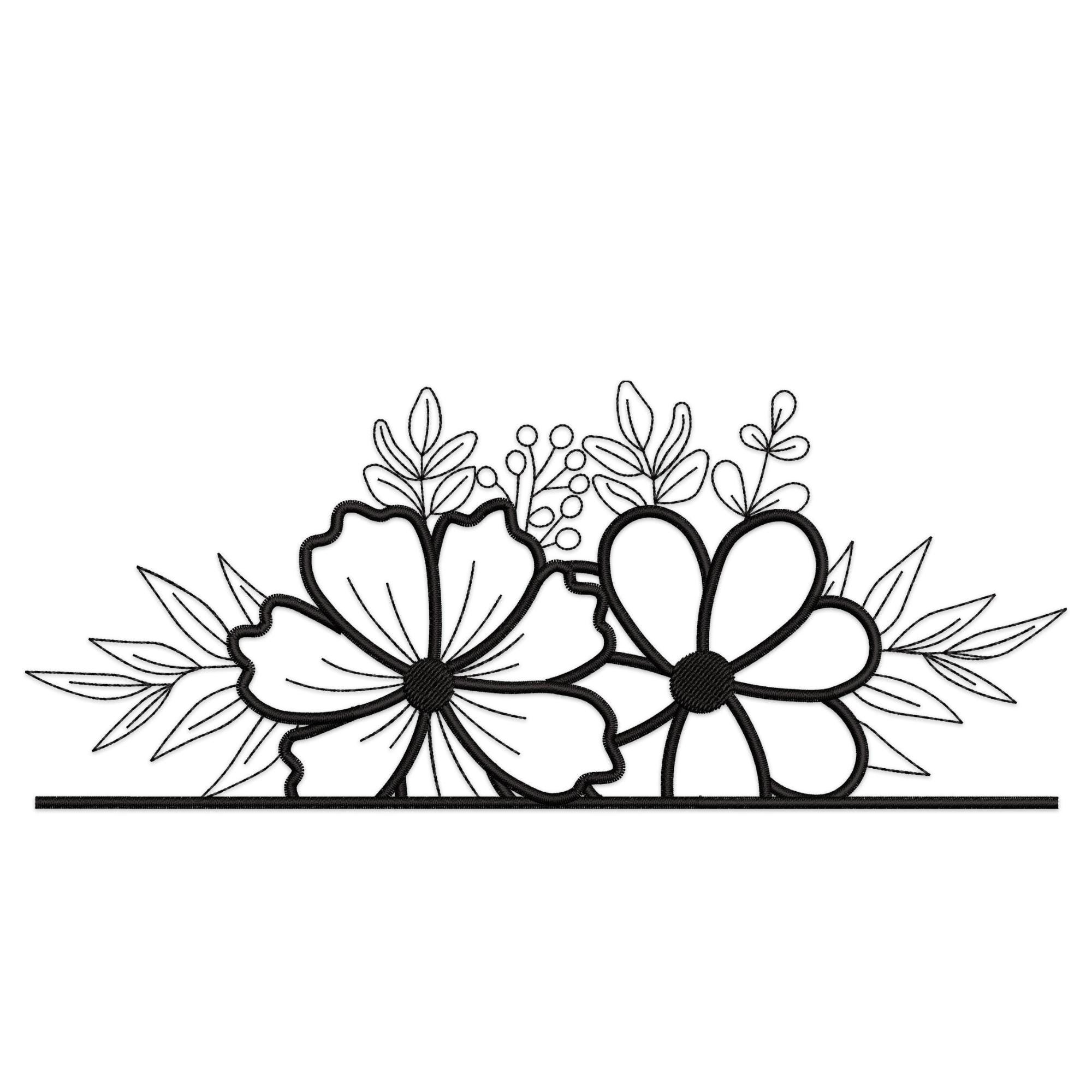 Floral Border Embroidery Design, Flower Frame Machine Embroidery ...