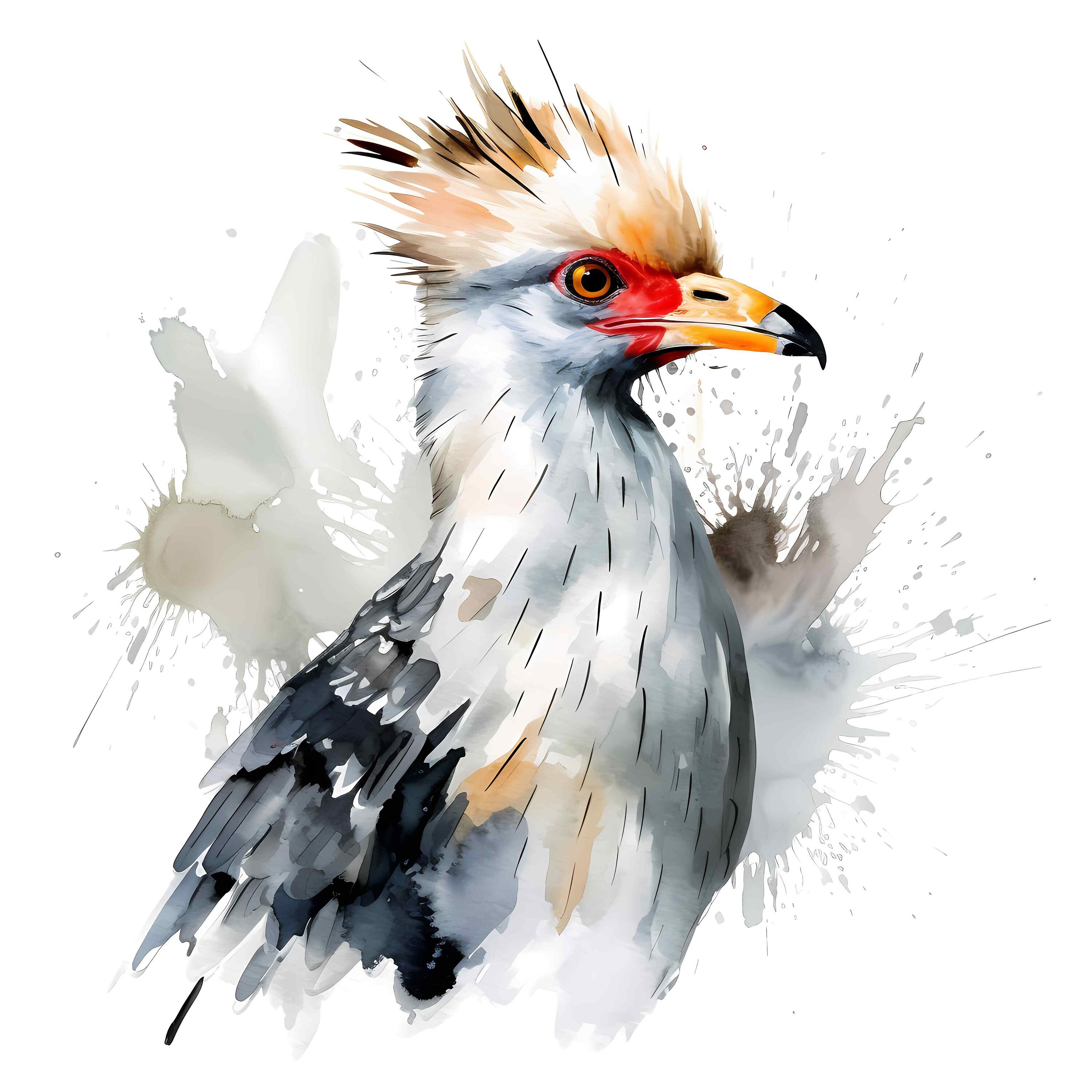 Secretary Bird Clipart Watercolor Beautiful Secretarybird - Etsy