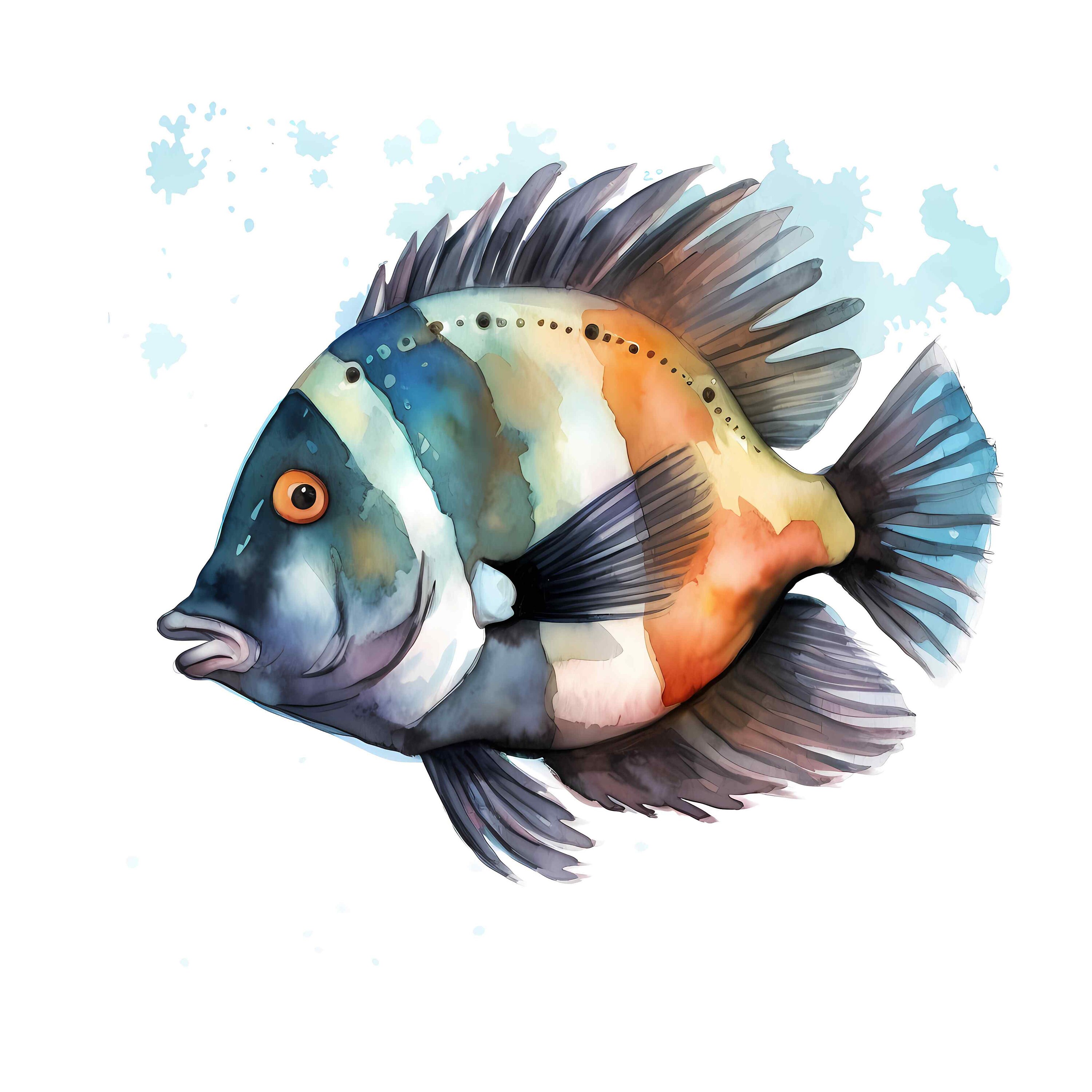 Enchanting Triggerfish Clip Art Watercolor Fish Illustration - Etsy